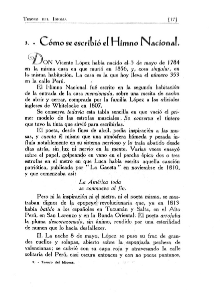 COMO SE ESCRIBIÓ EL HIMNO NACIONAL ARGENTINO | PDF