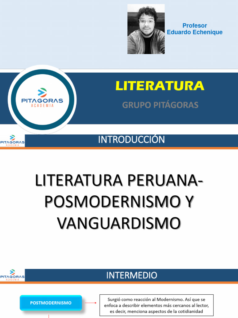 Si-Lit-Ej19-Ppt-Literatura Peruana-Posmodernismo y Vanguardismo | PDF ...