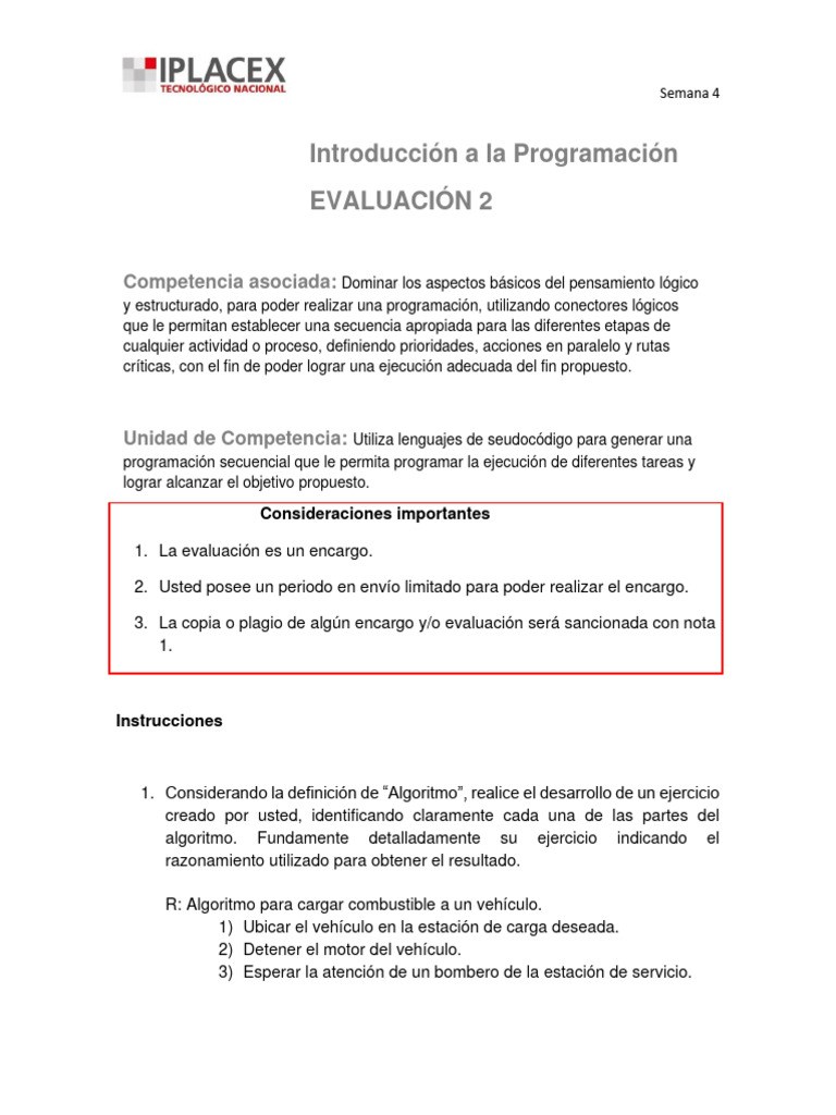 Eva.2 Intro - Prog. | PDF | Algoritmos | Lenguaje de programación