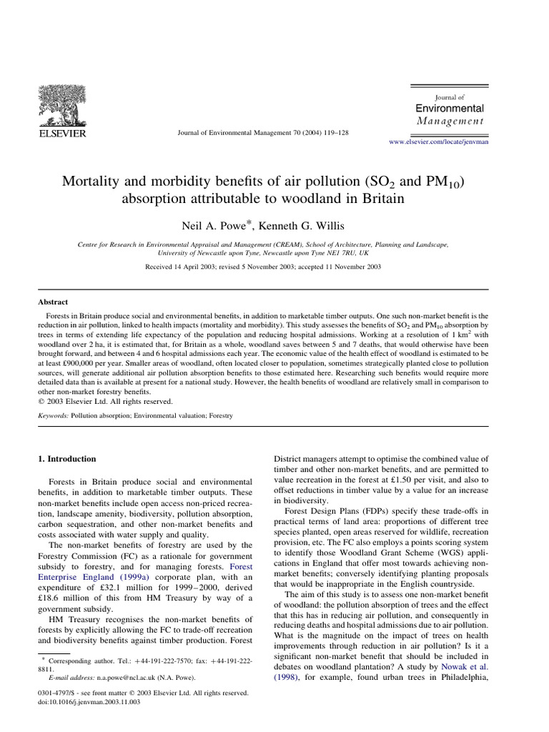 Mortality and Morbidity Benefits of Air Pollution (SO2 and PM10 ...