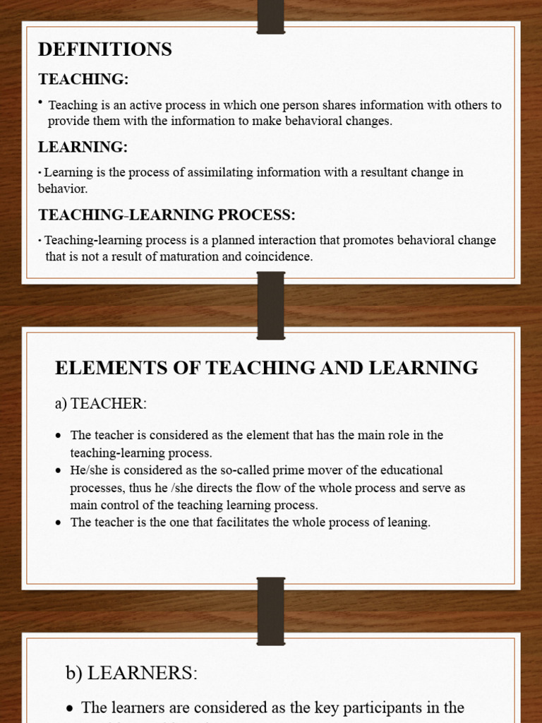 EDUC 311 Concept of Teaching and Teaching Learning Process | PDF | Learning | Teachers