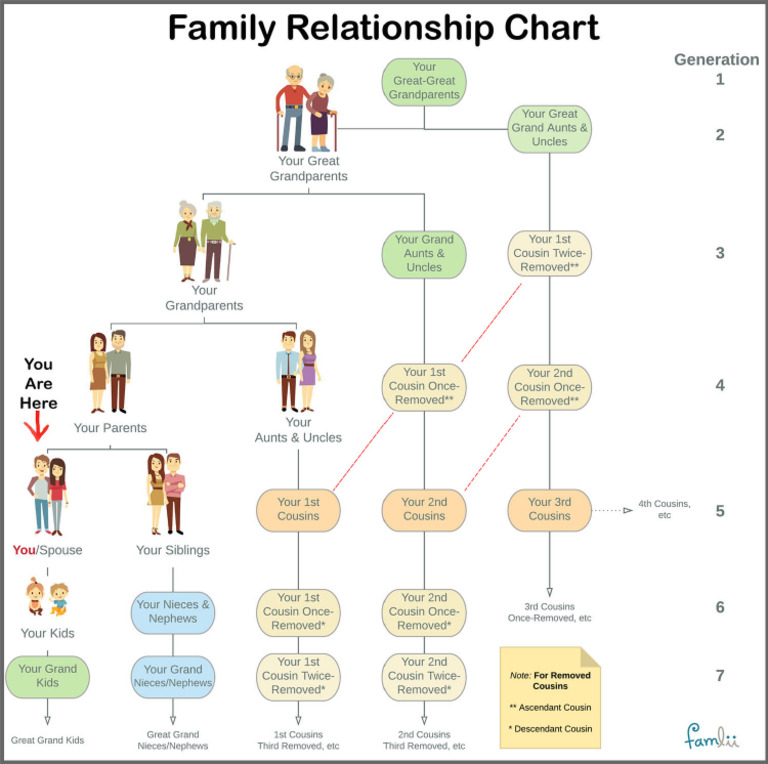 Family Relationship Chart Famlii 1 | PDF