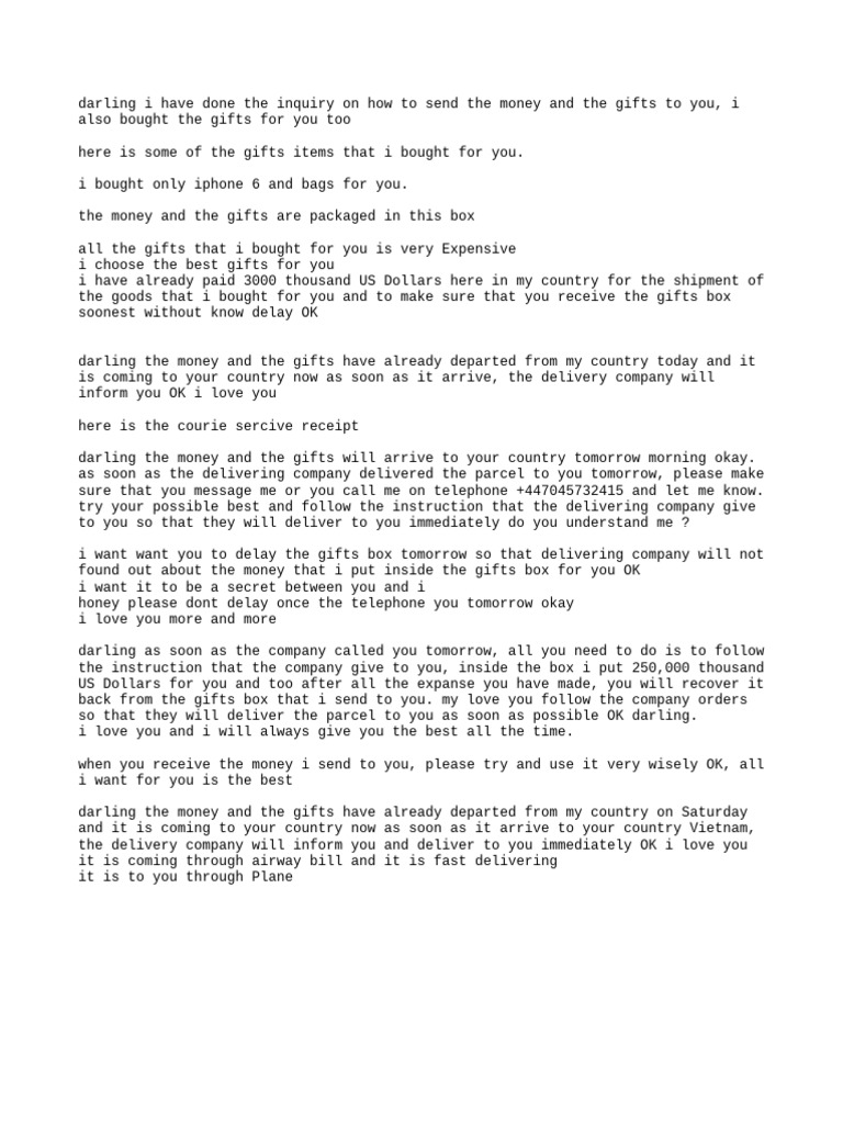 Instrustion On How To Send The Money and The Gifts Your Woman, Step by ...