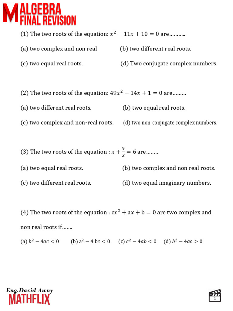 1st Sec Revision Final Algebra | PDF | Complex Number | Zero Of A Function