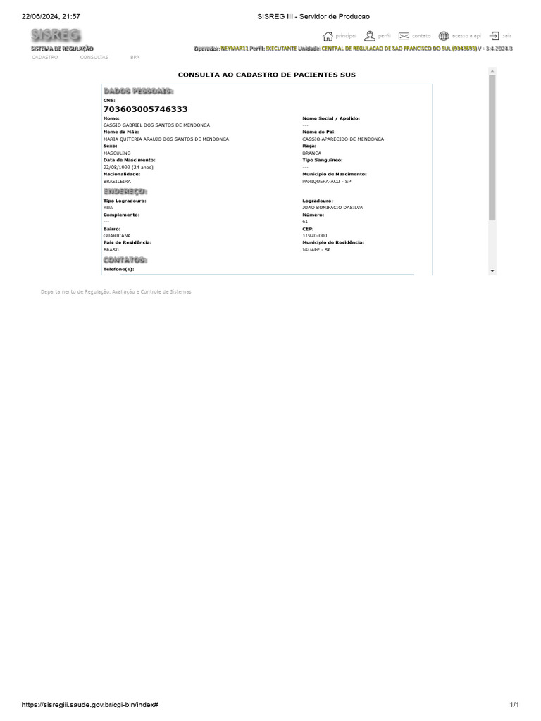 Consulta de Pacientes no SISREG III | PDF