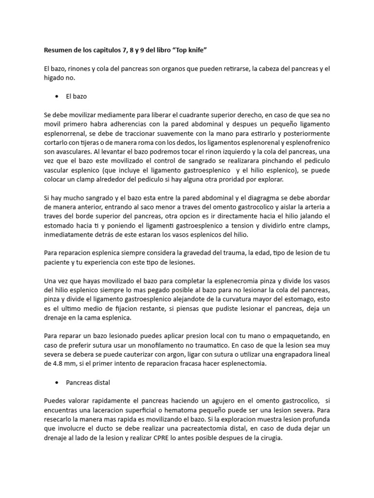 Resumen de Los Capitulos 7 | PDF | Abdomen | Bazo