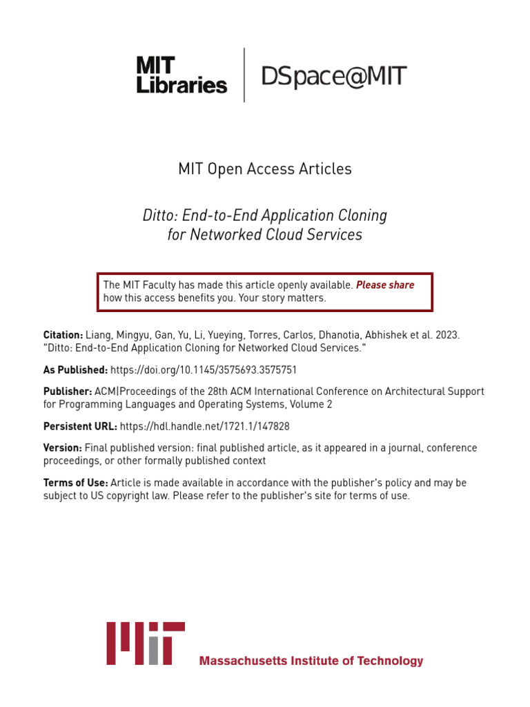 Ditto | PDF | Kernel (Operating System) | Cloud Computing