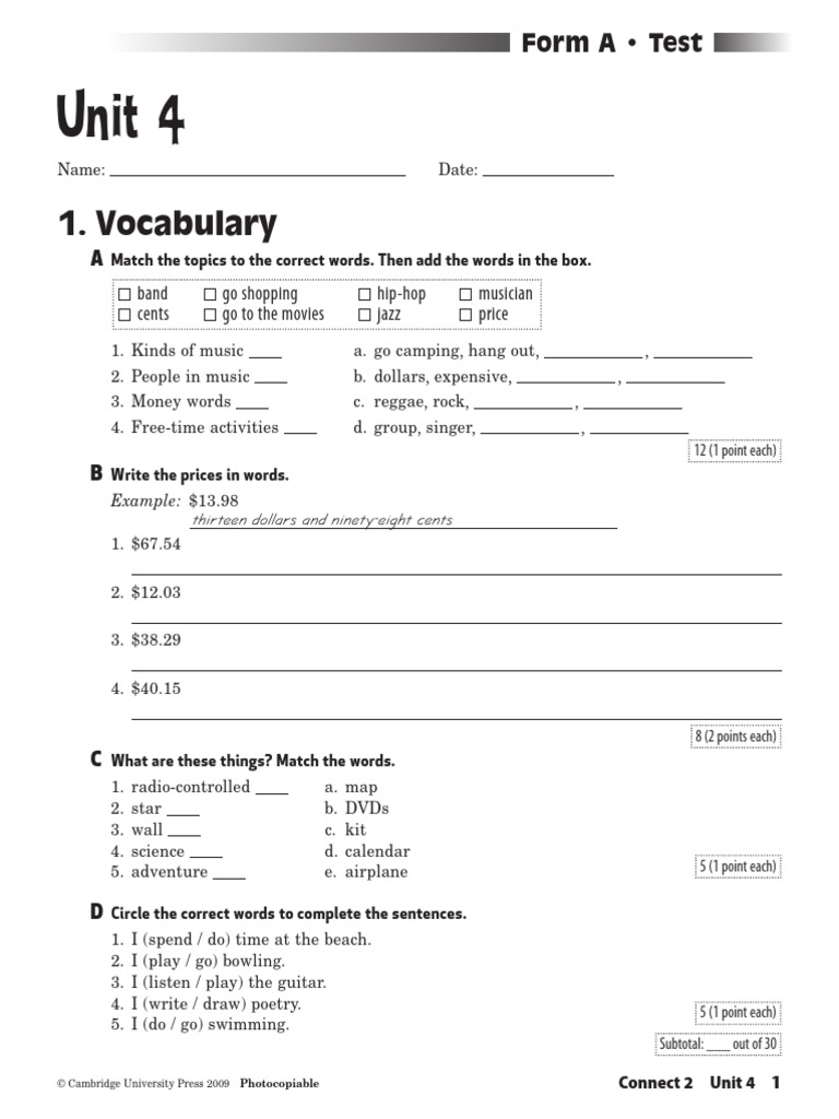 Connect 1 Test - Test - A4 (WWW - Languagecentre.ir) | PDF