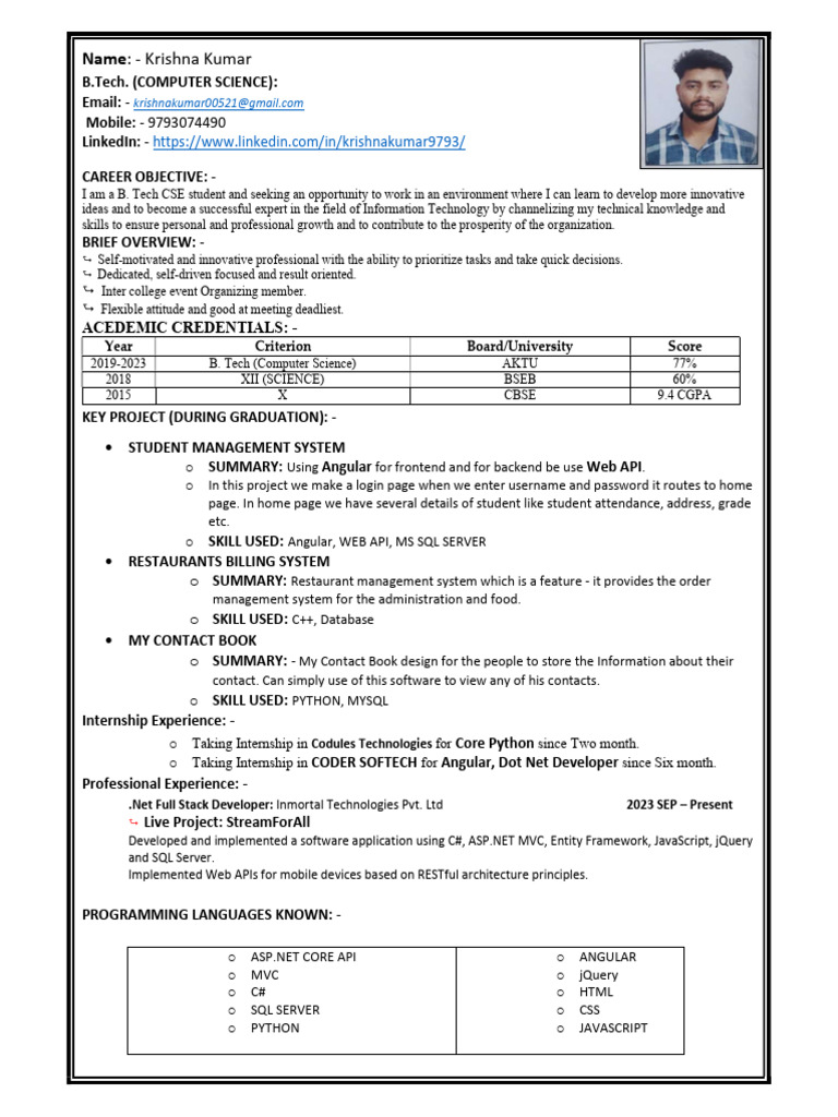 krishna Resume | PDF | World Wide Web | Internet & Web