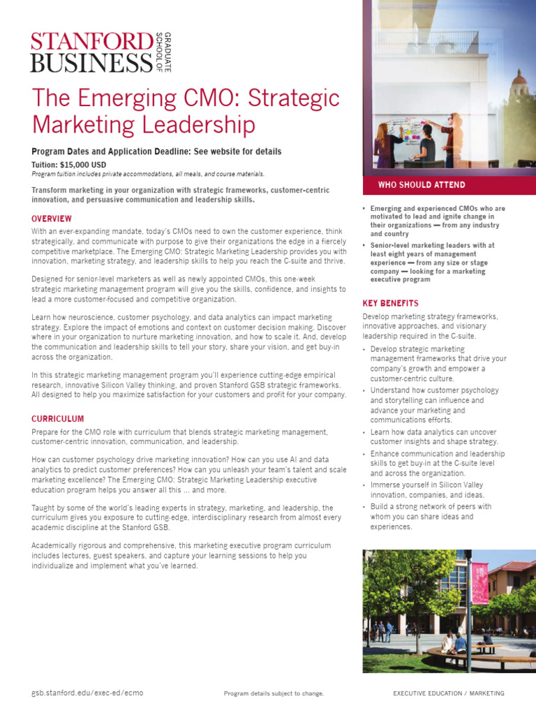 stanford-gsb-ee-brochure-ecmo | Download Free PDF | Marketing Strategy | Customer Experience