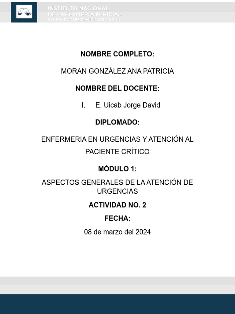 Moran Gonzalez AnaPatricia Modulo1 Actividad2 | PDF | Enfermería | Medicina CLINICA