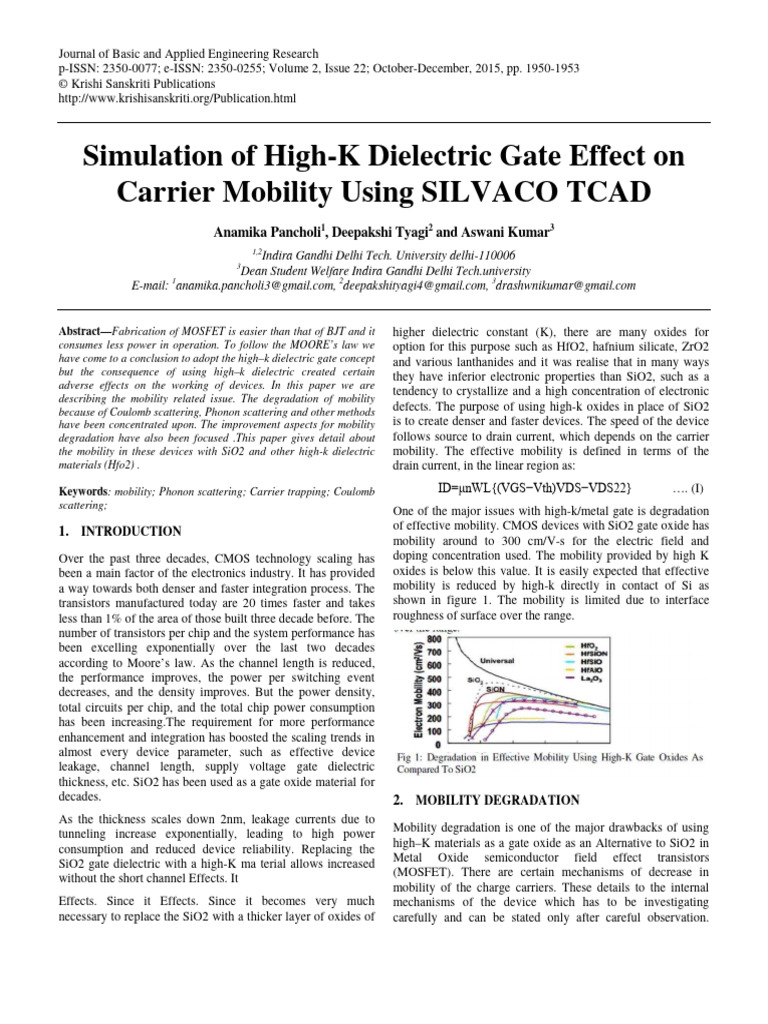 Simulation of High K Dielectric Gate Eff | PDF | Field Effect ...