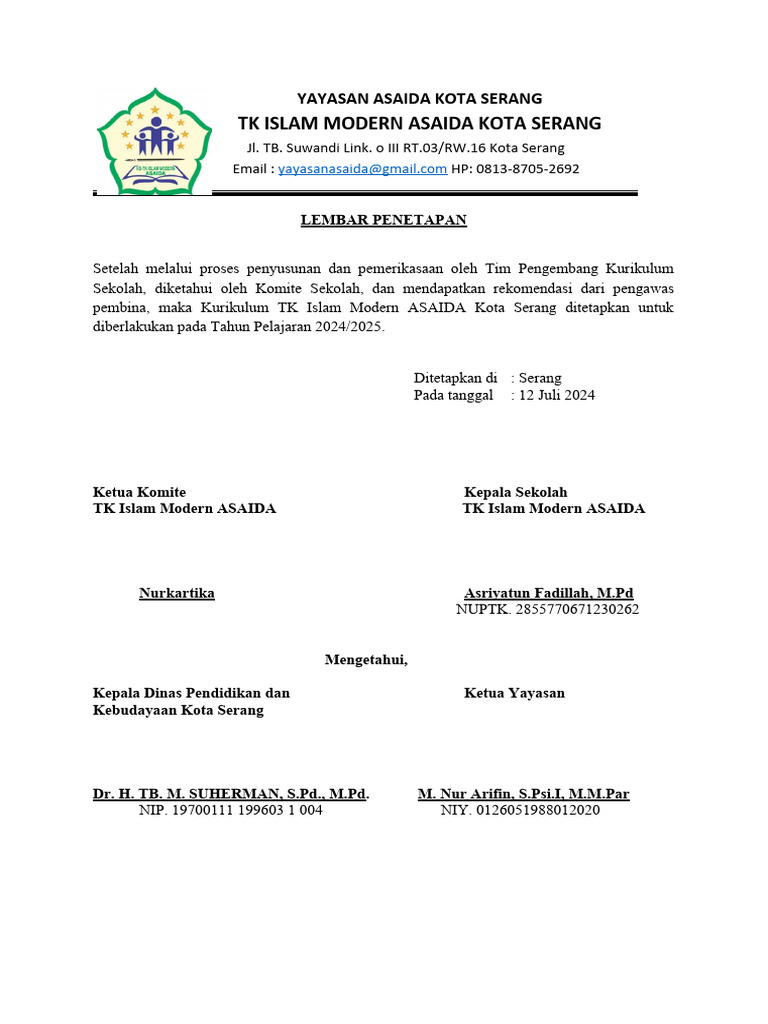 Lembar Pengesahan KSP 2024 | PDF