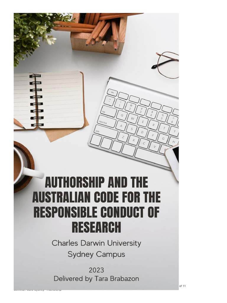Brabazon CDU Sydney Research Code of Conduct 2023 | PDF | Thesis ...