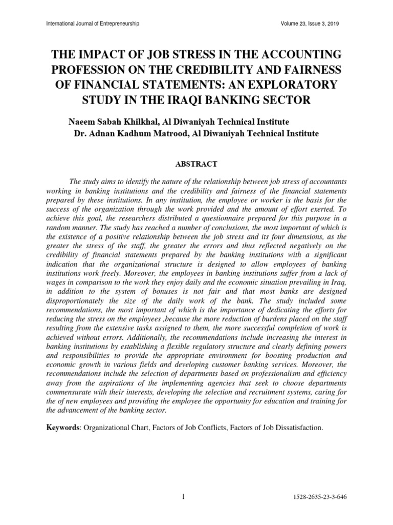 Job Stress Impact on Iraqi Banking Accountability | PDF | Occupational ...