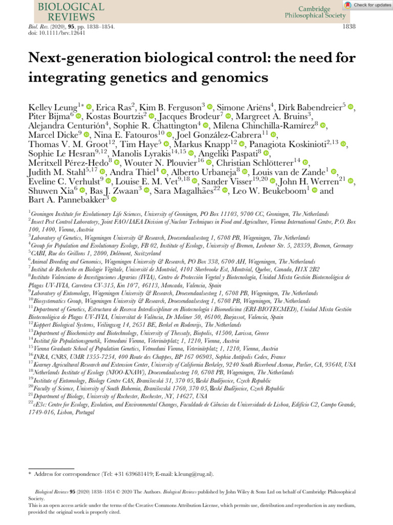 Biological Reviews - 2020 - Leung - Next Generation Biological Control ...