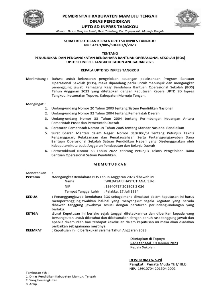 SK Bendahara Bos 2022 | PDF