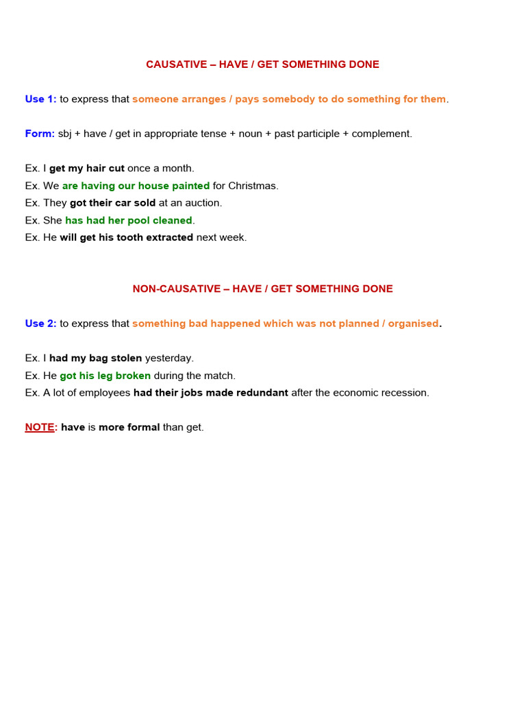 Causative - Have - Get STH Done | PDF | Law
