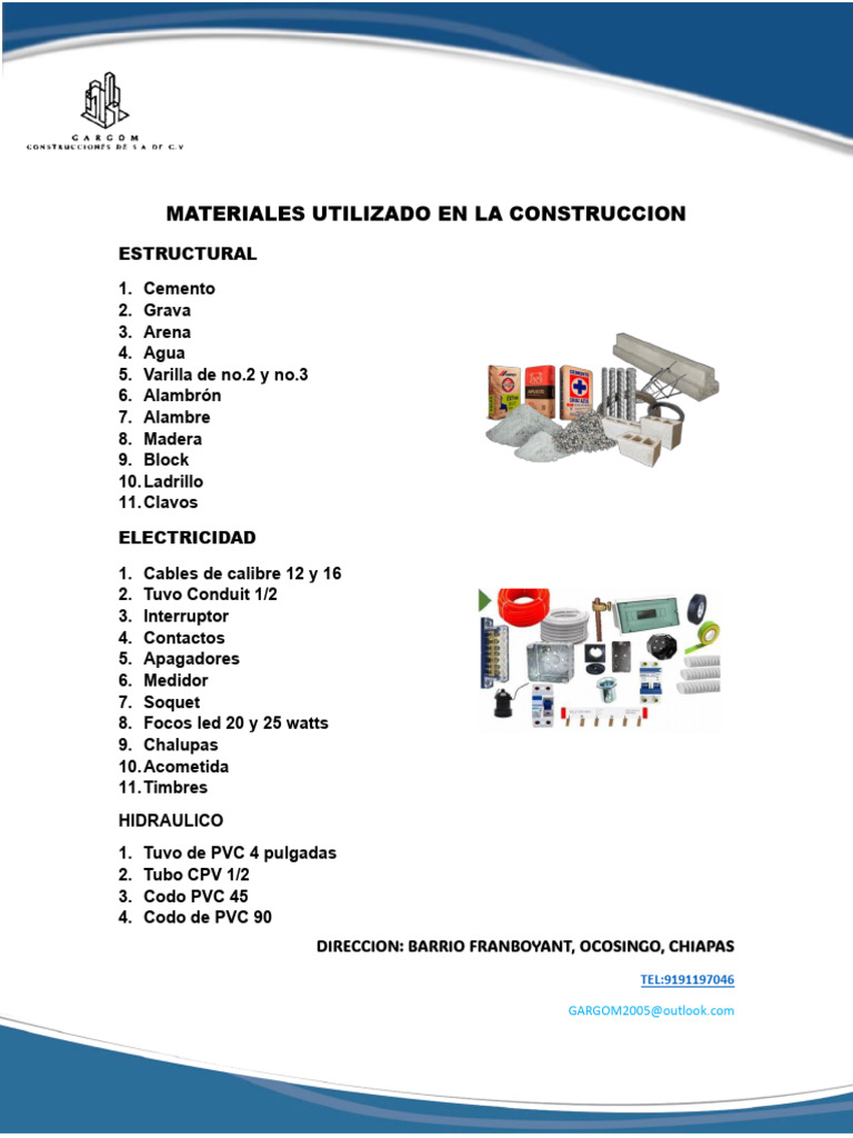 Materiales Utilizado en La Construccion | PDF