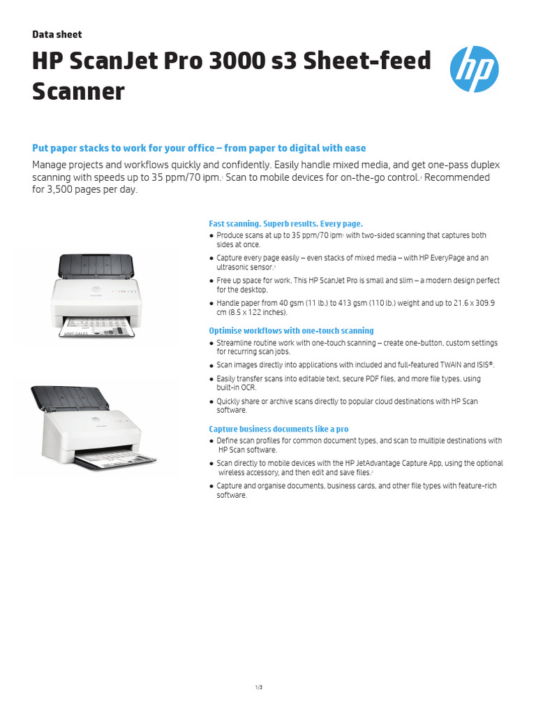 Scanjet Pro 3000 | PDF | Image Scanner | Computing