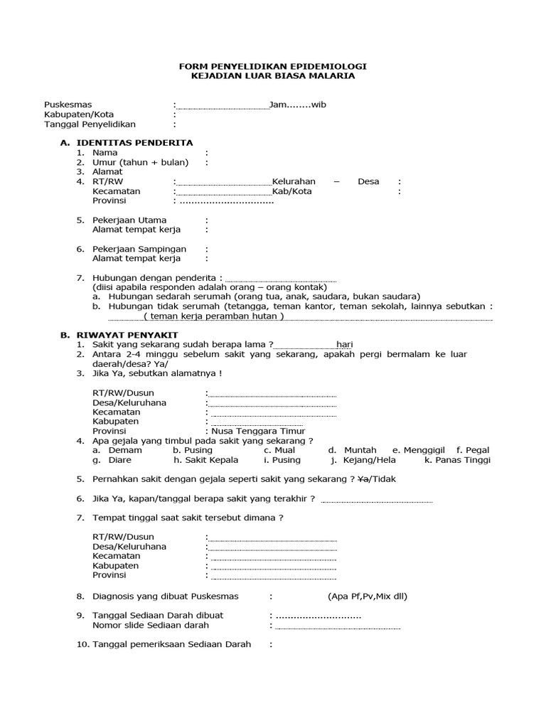Form-PE-Malaria - Paste | PDF | Kesehatan Holistik