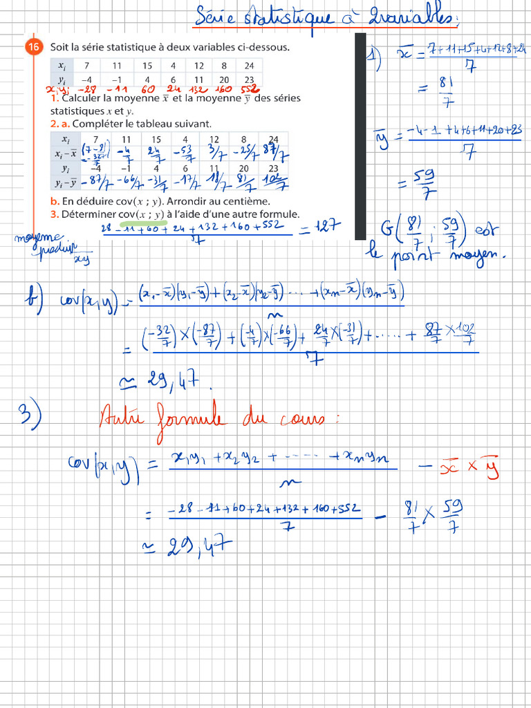 Exercices Statistique A 2 Variables | PDF