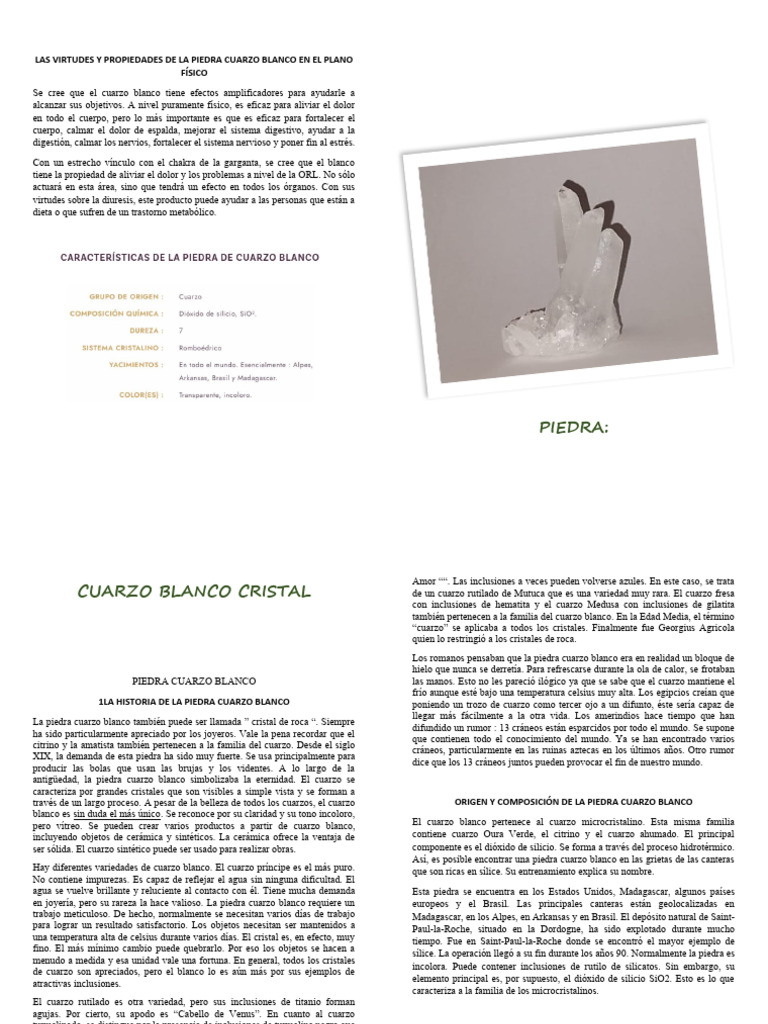 PIEDRA cuarzo mama | Descargar gratis PDF | Cuarzo | Cristal