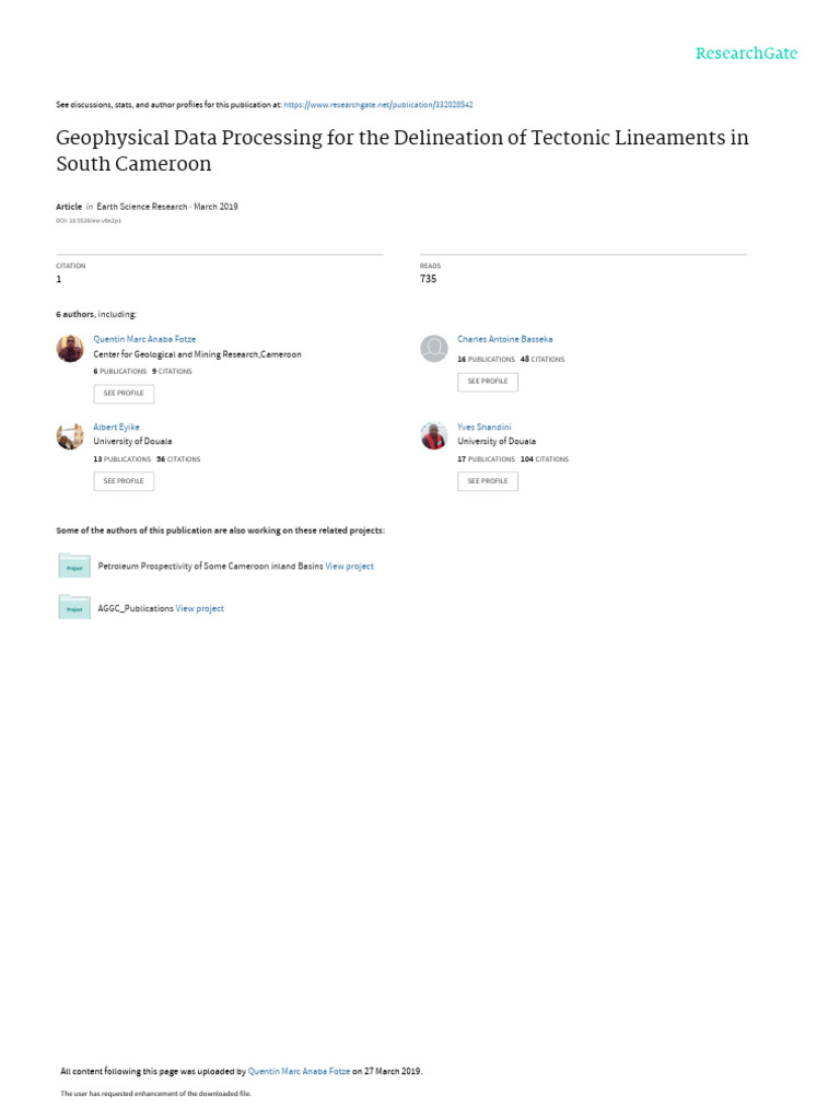 Geophysical Data Processing For The Delineation of | PDF | Geology | Petrology