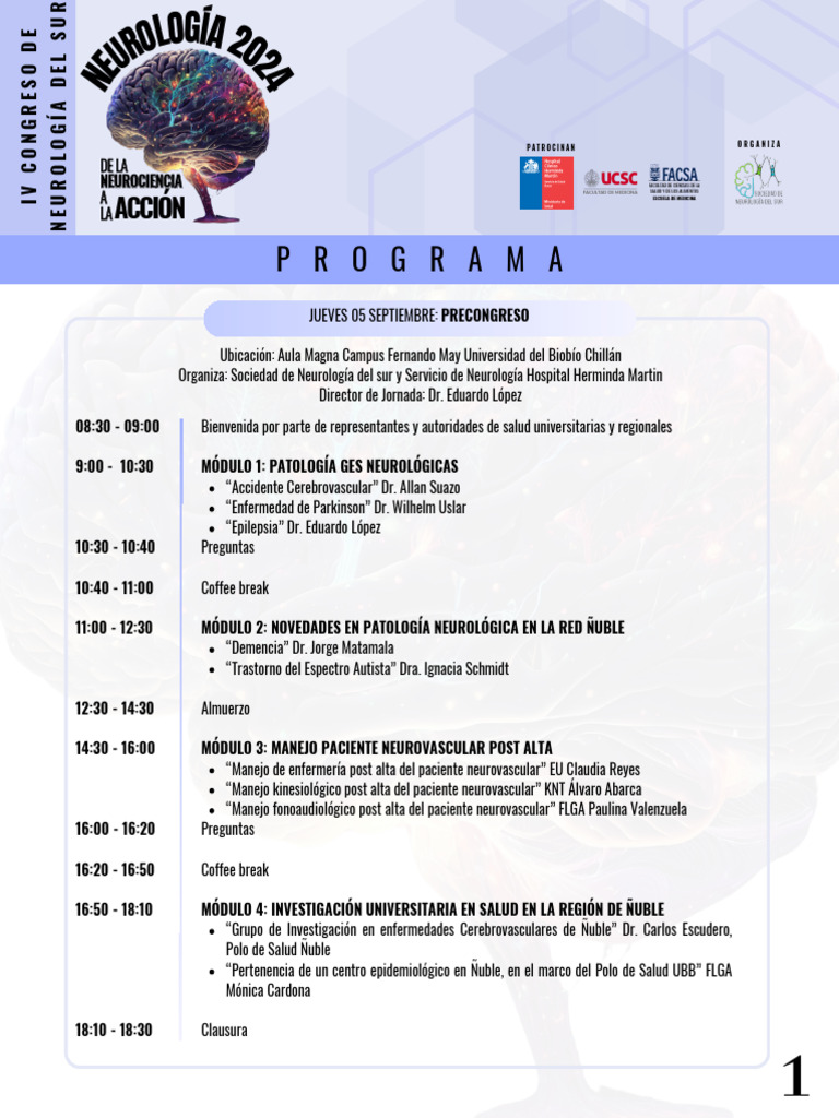 Programa Congreso 2024 | PDF | Neurología | Desórdenes neurológicos