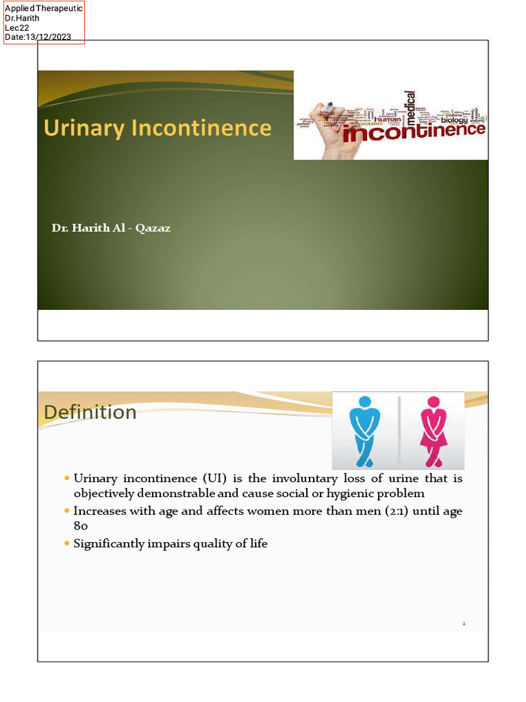 Urinary incontinence | Download Free PDF | Urinary Incontinence | Urination