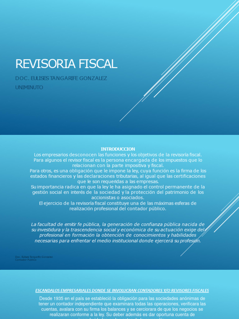 Presentacion Revisoria Fiscal Pdf Auditoría Contador