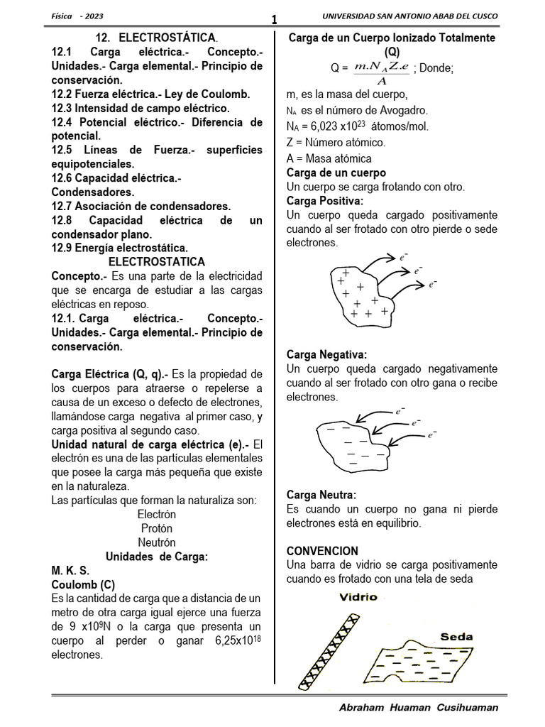FICHA 25 Electrostatica | PDF | Carga eléctrica | Electrón