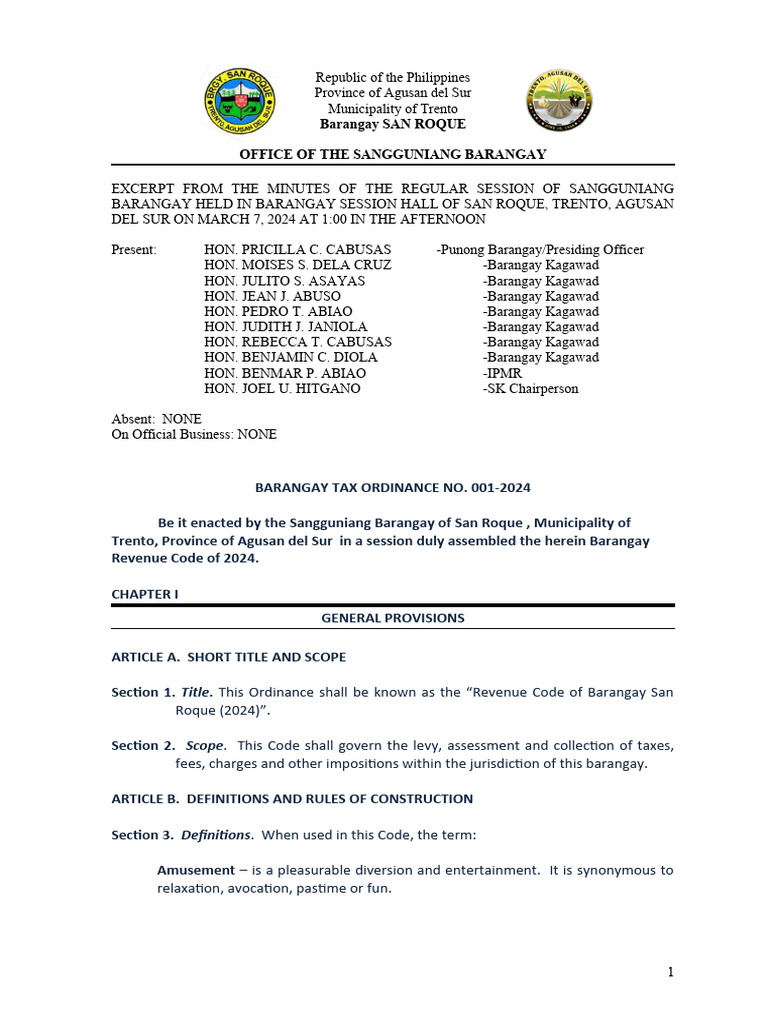 Barangay_Tax_Code_Sample | Download Free PDF | Taxes | Receipt