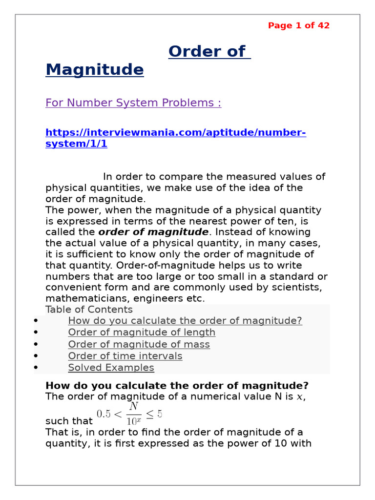 Order of Magnitude | PDF | Mathematics | Arithmetic