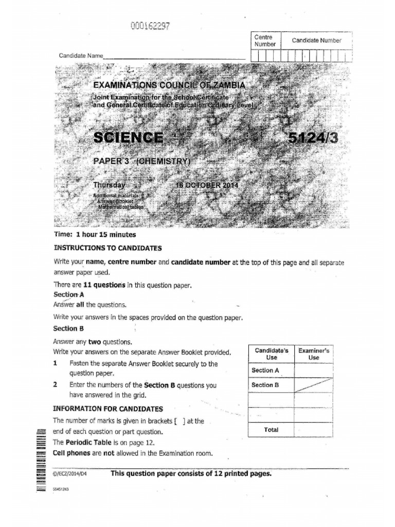g12 Science p3 2014 | PDF