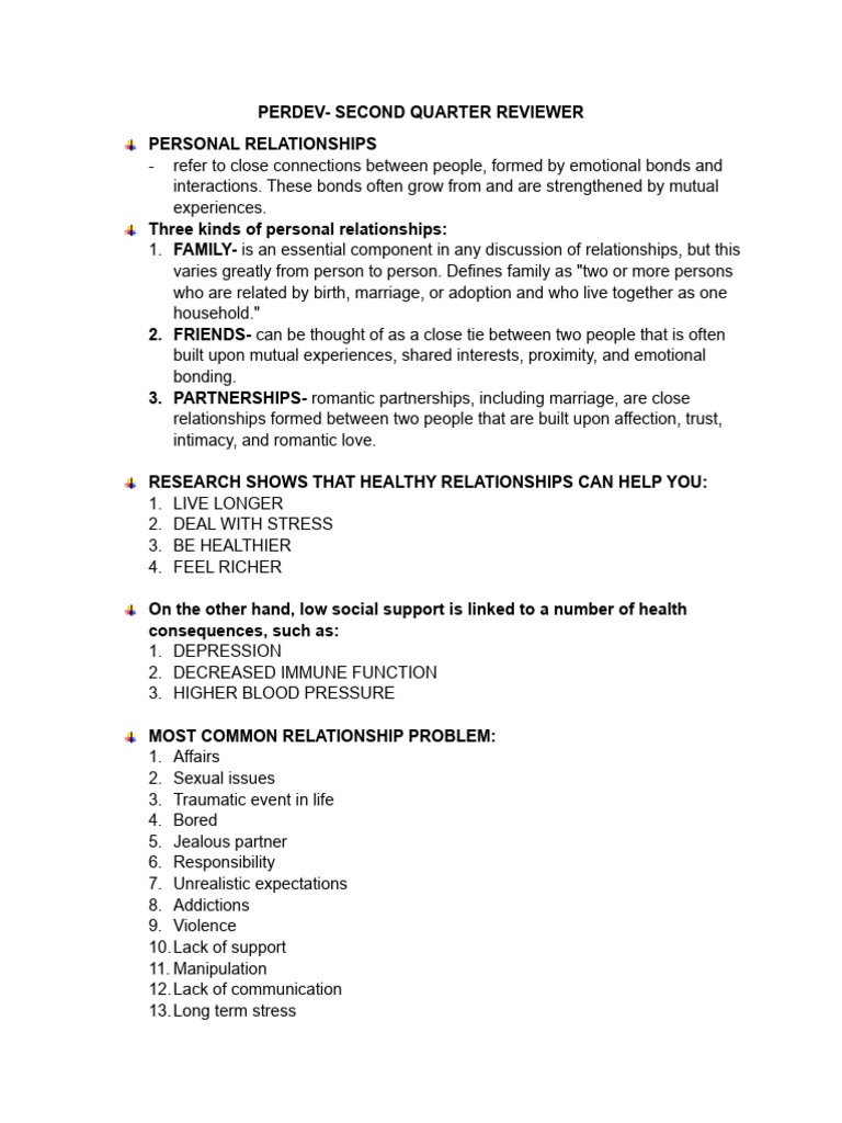 Perdev 2nd Qtr-Reviewer | PDF | Family | Intimate Relationships