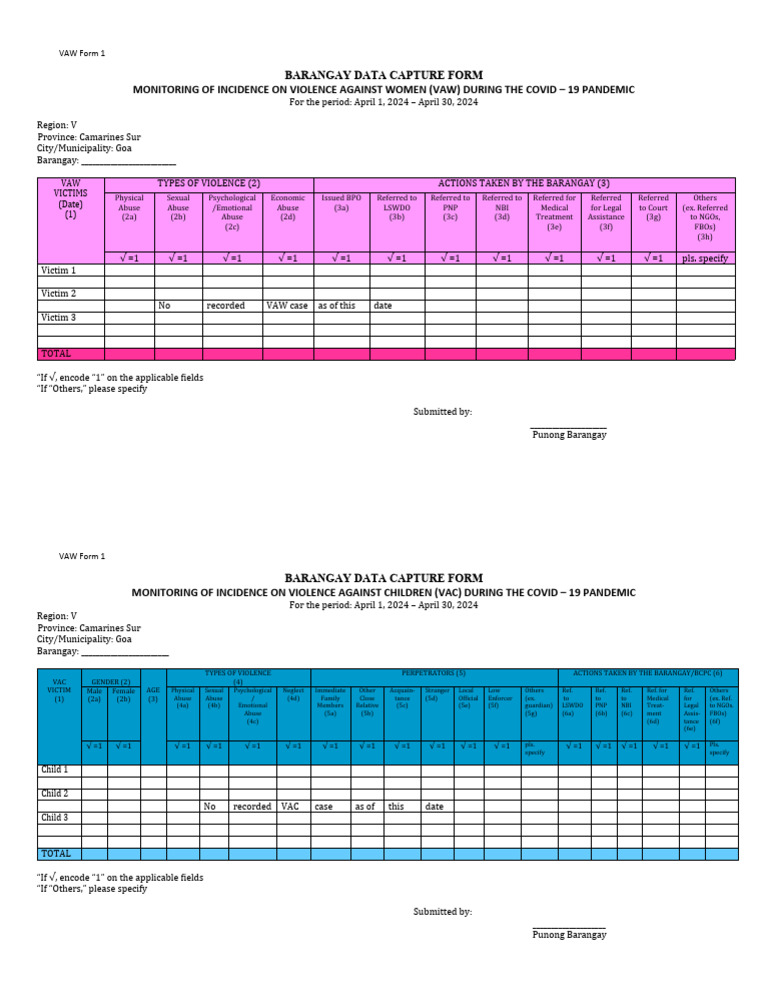 VAW Form 1 DILG 2 | PDF | Misconduct | Social Ethics