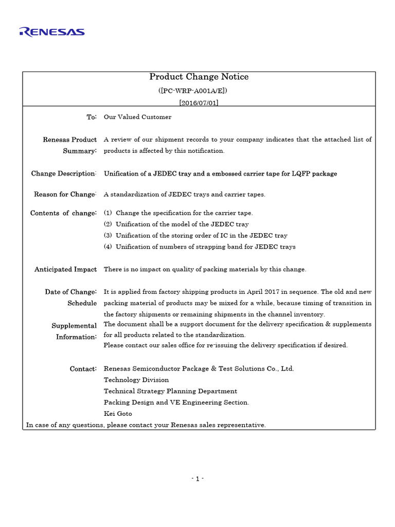 Ren2 RNCC N A0002299880 1 PCN | PDF | Packaging And Labeling ...