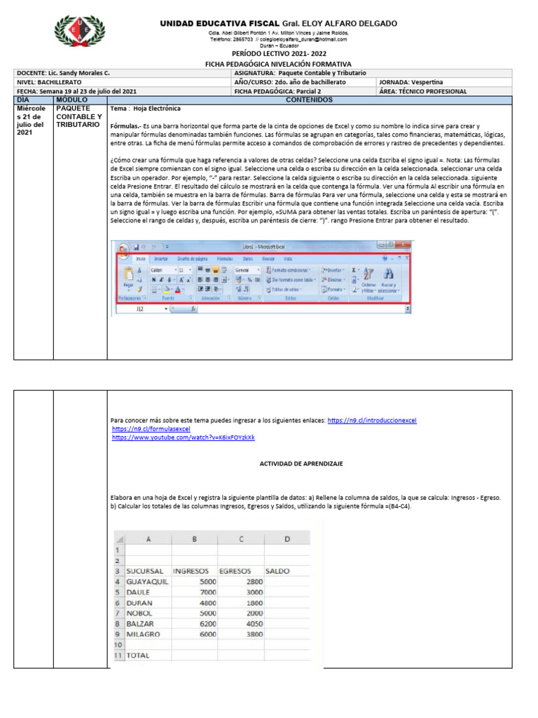 Ficha 2do. P. Cont. Tributario 19 Al 23 de Julio | PDF | Microsoft ...