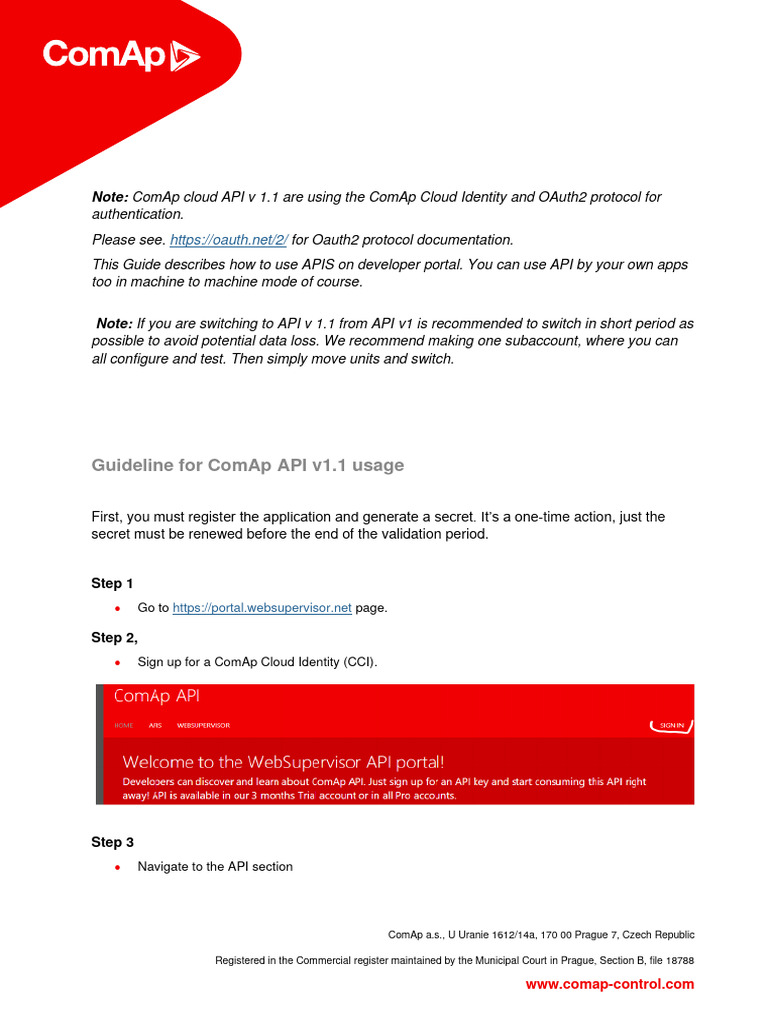 Comap API v1.1 Usage Guide en | PDF | Cloud Computing | Software
