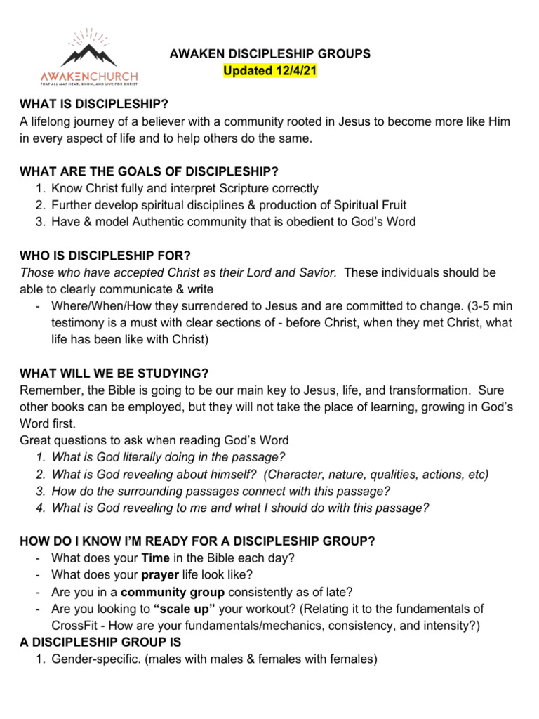 Discipleship Plan 12.8.21 | PDF | Disciple (Christianity) | Jesus