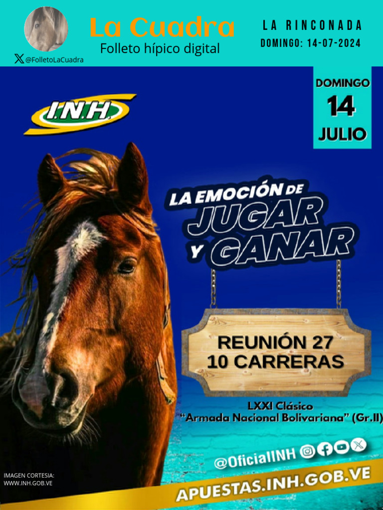 Folleto Hípico La Rinconada 14-07-2024 | PDF