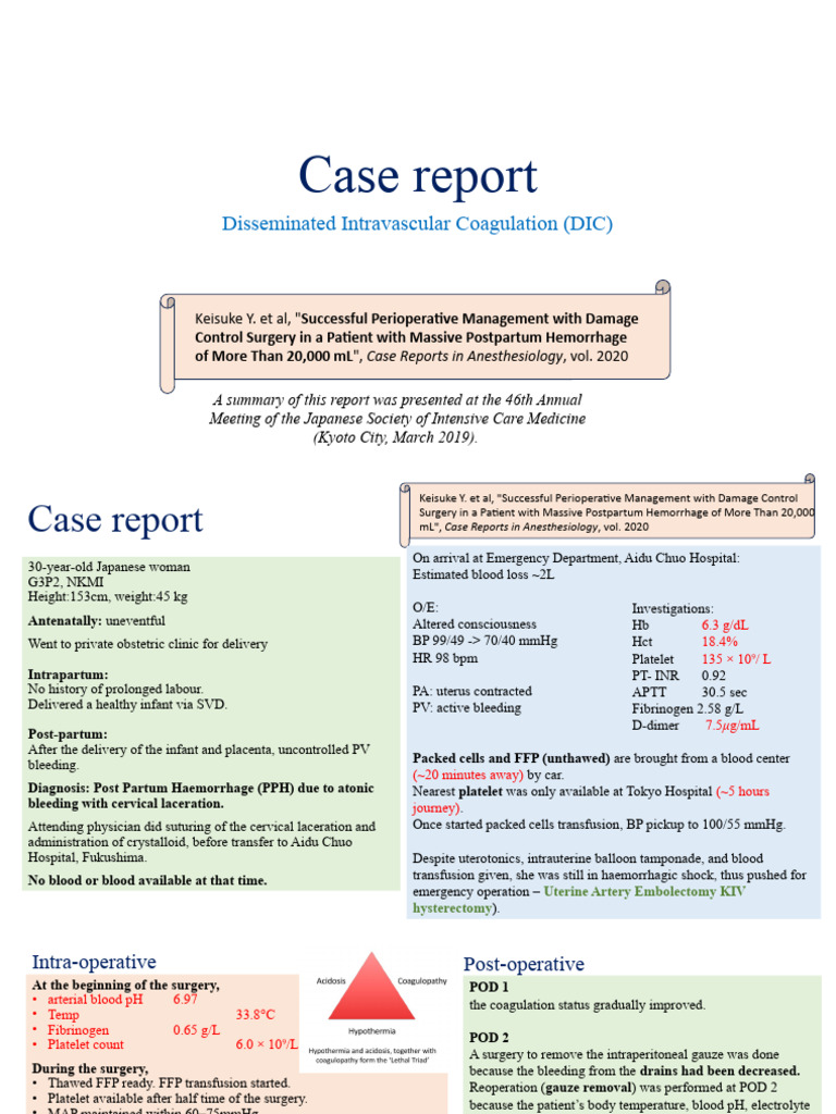 Case Study DIC | PDF | Bleeding | Blood Transfusion