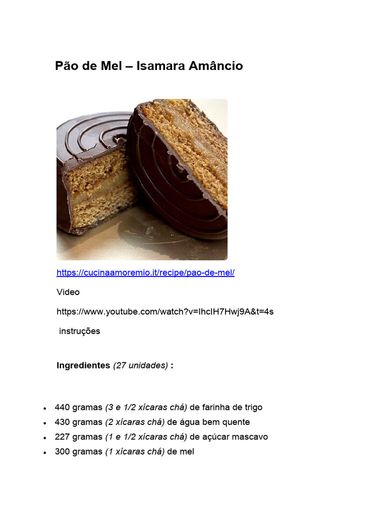 Pão de Mel - Isamara Amâncio | PDF