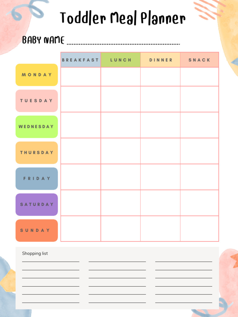 Toddler Meal Planning Toolkit (8.5 x 11 นิ้ว) | PDF