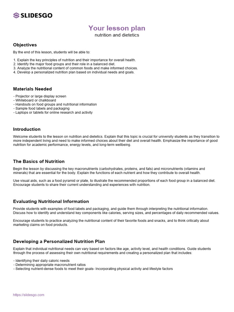 Nut and Dietetics Course Syllabus | PDF | Nutrition | Diet & Nutrition
