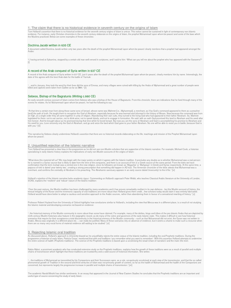 Response To The Channel 4 Programme "Islam - The Untold Story" | PDF ...