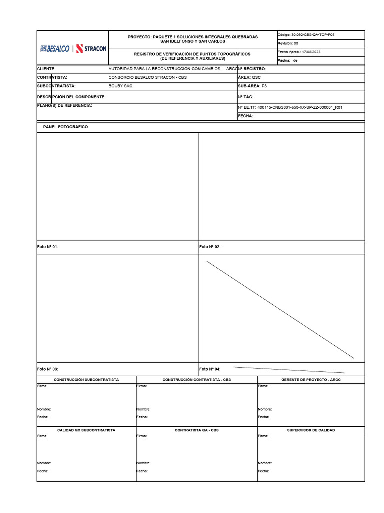 400205-Cbs-Qa-Pfg-F01 - R00 - Panel Fotografico Top F05 | PDF | Tecnología