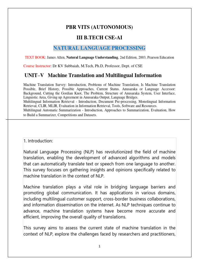 Natural Language Processing | PDF | Information Retrieval | Translations