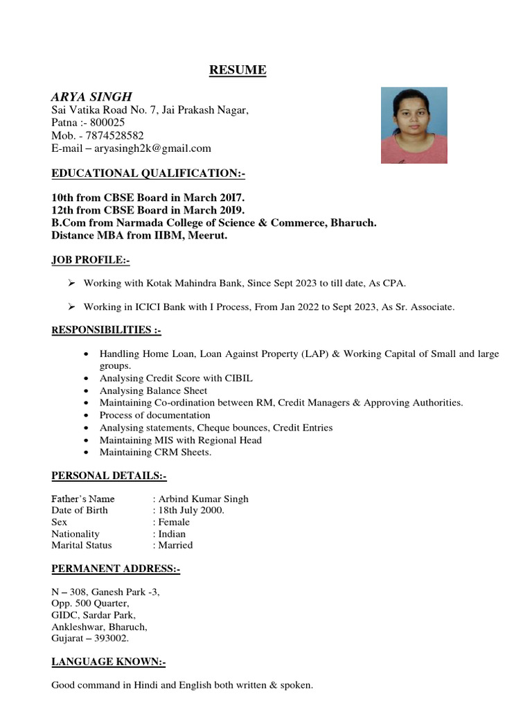 ARYA Updated CV | PDF | Career & Growth | Business